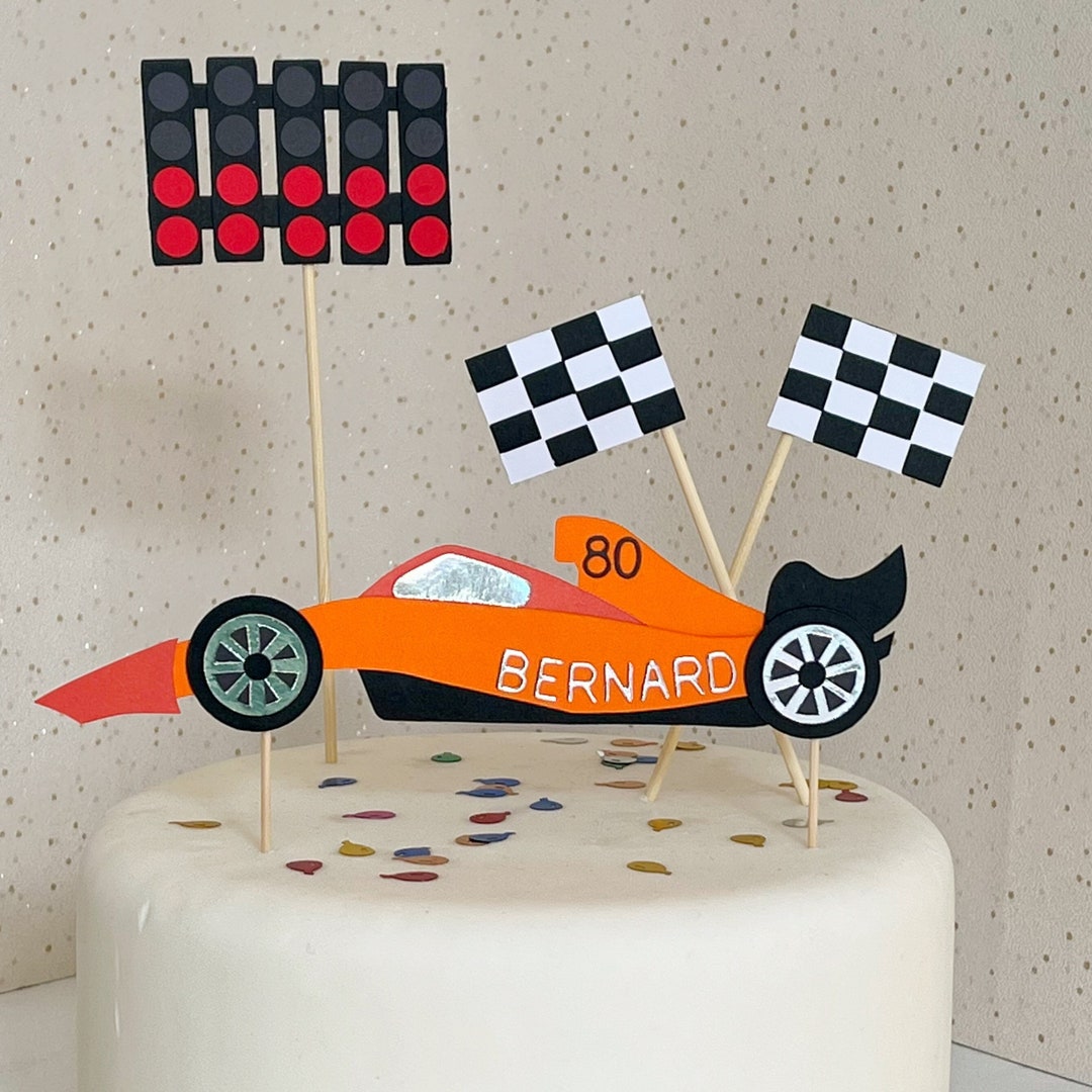 Racing Car Cake Topper, Racing Theme Personalised Cake Topper, Sports ...