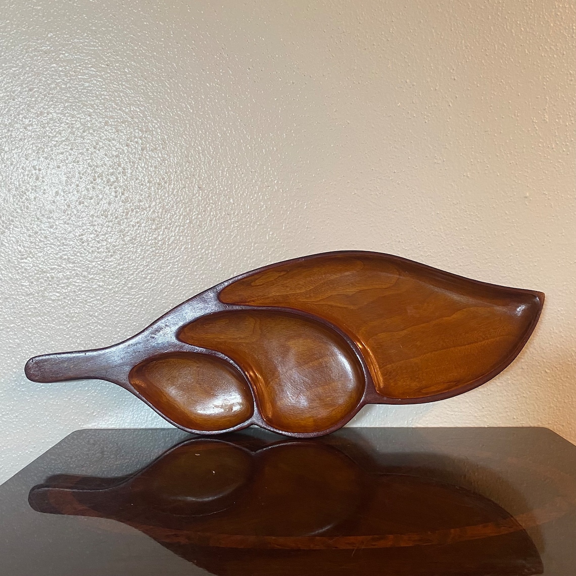 Vintage Large Wood Carved Leaf Palm Serving Tray Jewlery Dish - Etsy