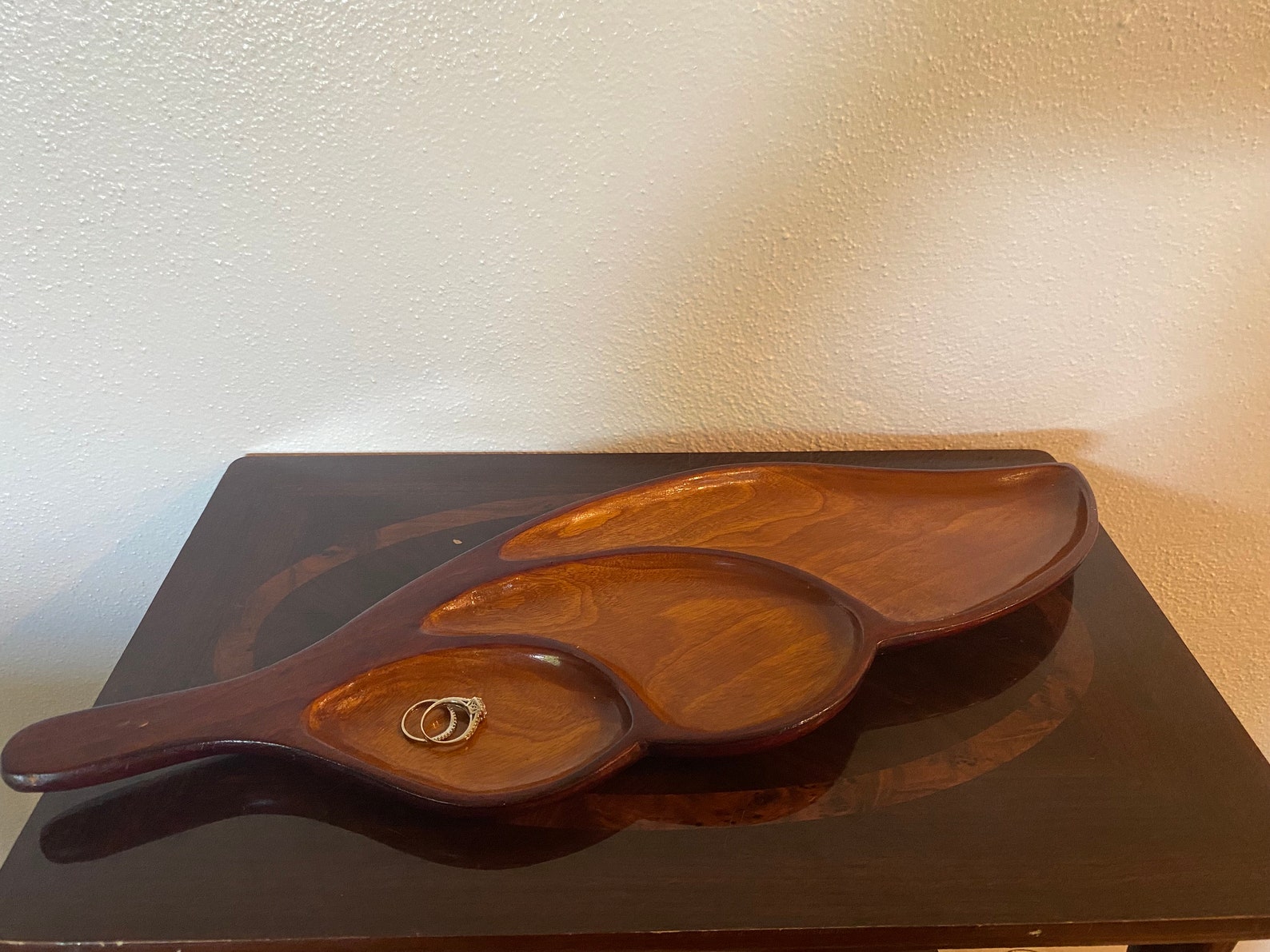 Vintage Large Wood Carved Leaf Palm Serving Tray Jewlery Dish - Etsy
