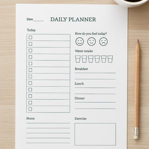 Daily Planner Printable PDF | To-do List, Meal Planner, Mood & Water ...