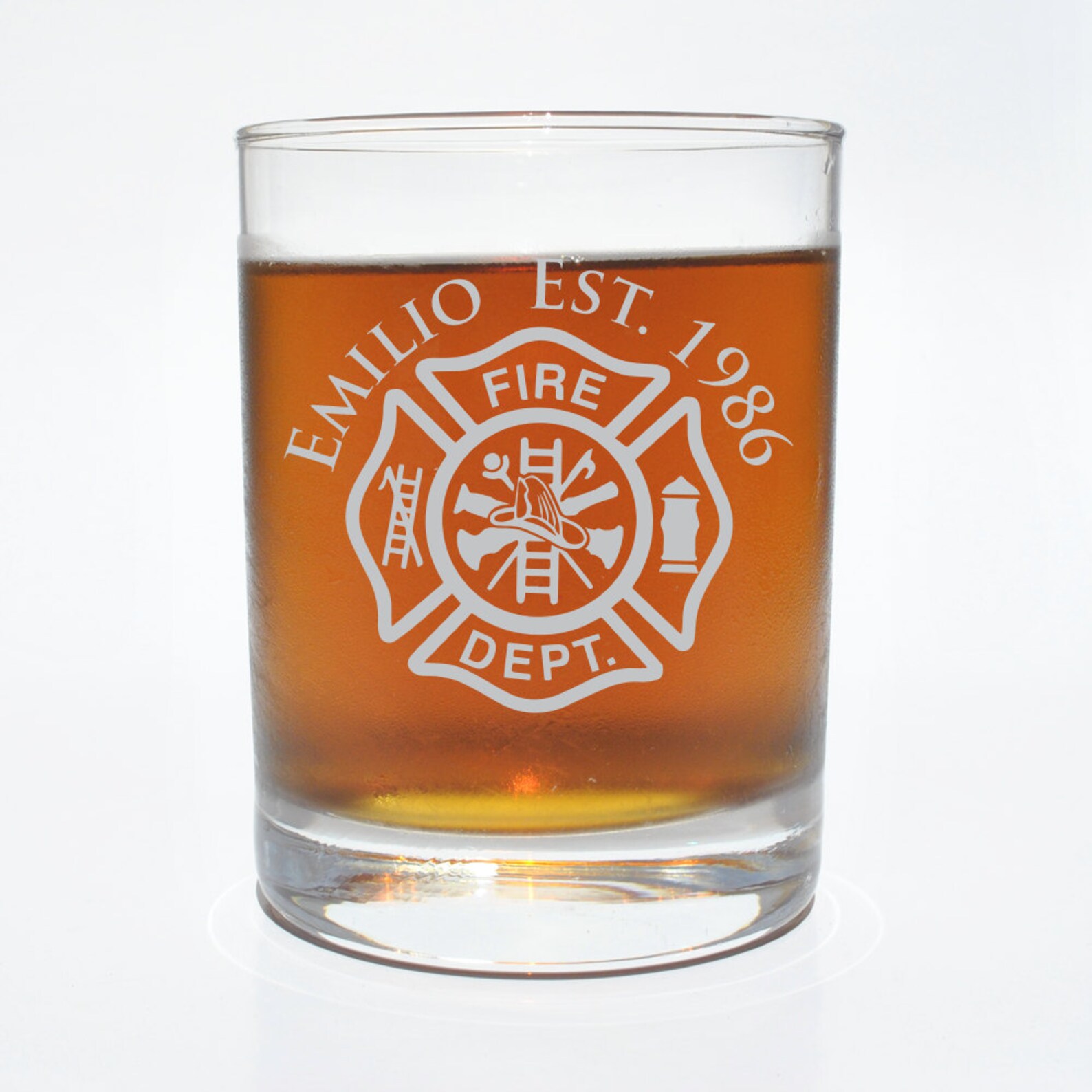 Personalized Fireman Engraved Glass, SHIPS FAST, Etched Rocks Glasses ...