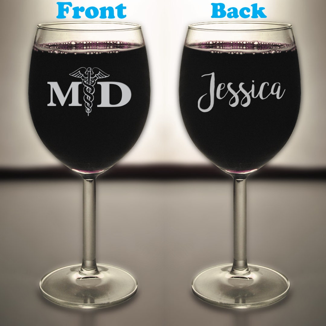 MD Medical Doctor Engraved Wine Glass, Gift for Doctor, Gift for MD ...