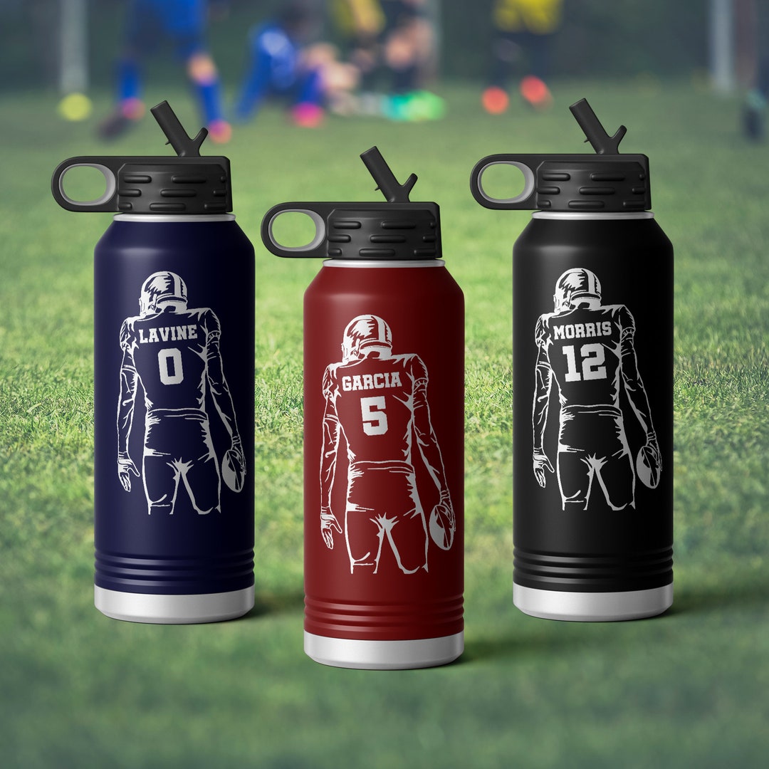 Personalized Football Player Water Bottle, Personalized Football Team ...