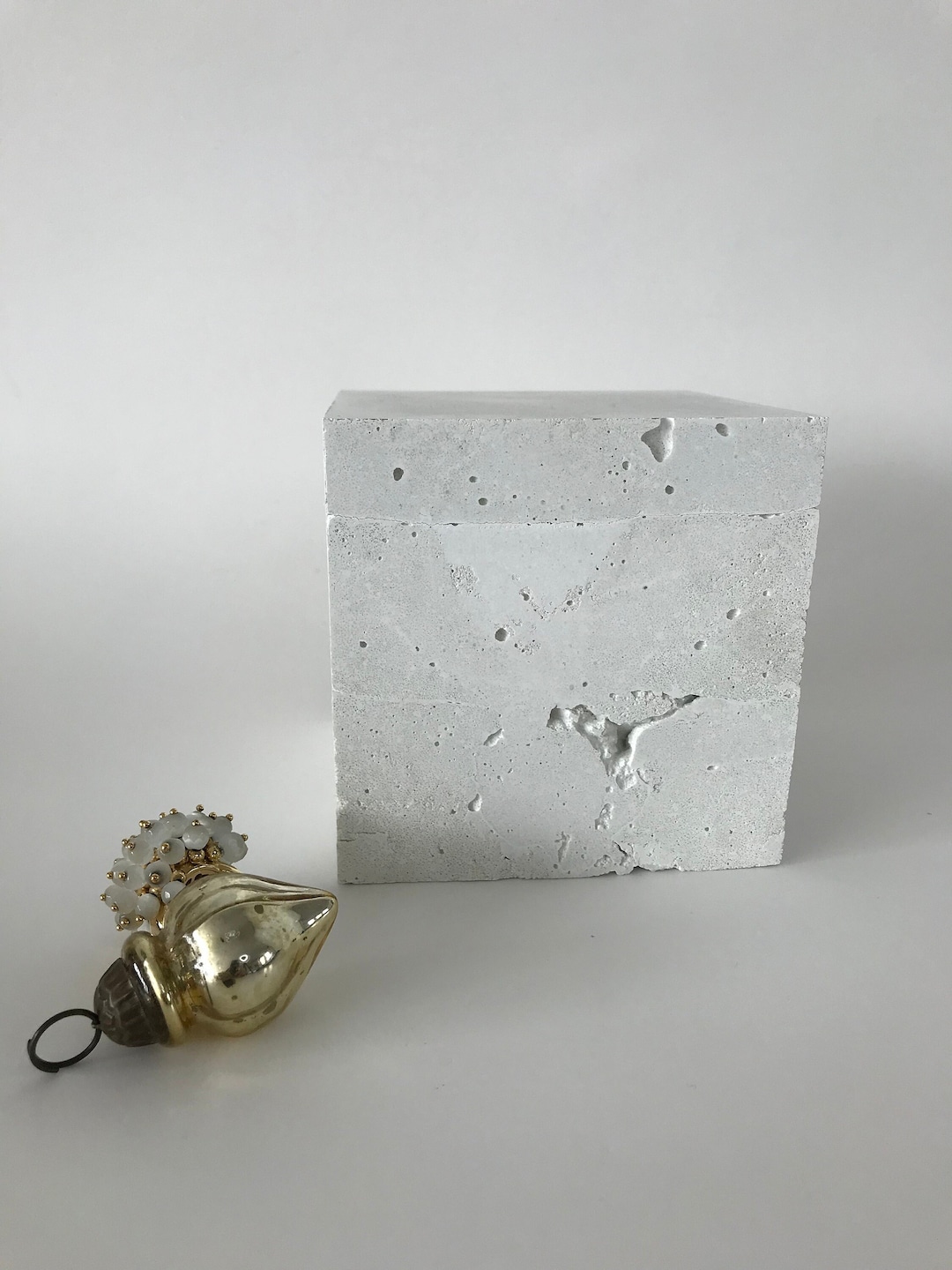 Large White Concrete Display Cube Block for Jewelry Display - Etsy