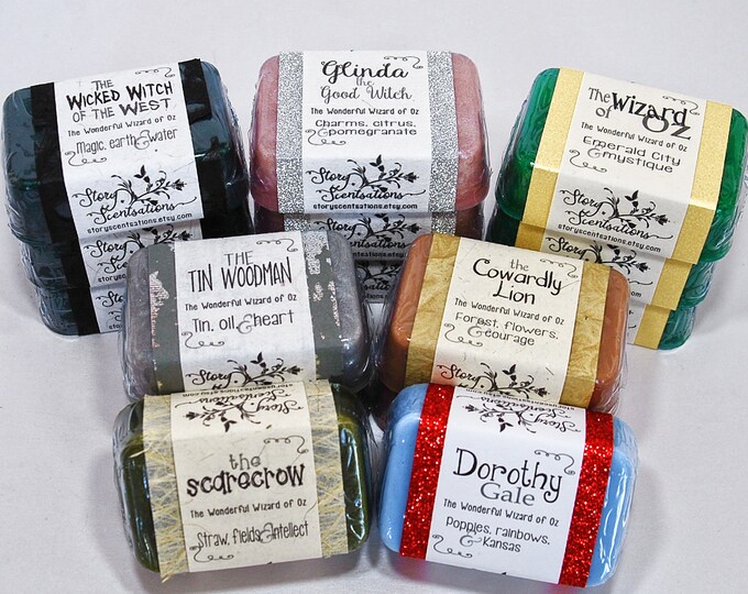 Wizard of Oz Soap Set of 7 Glycerin Custom Scented Dorothy, Scarecrow ...