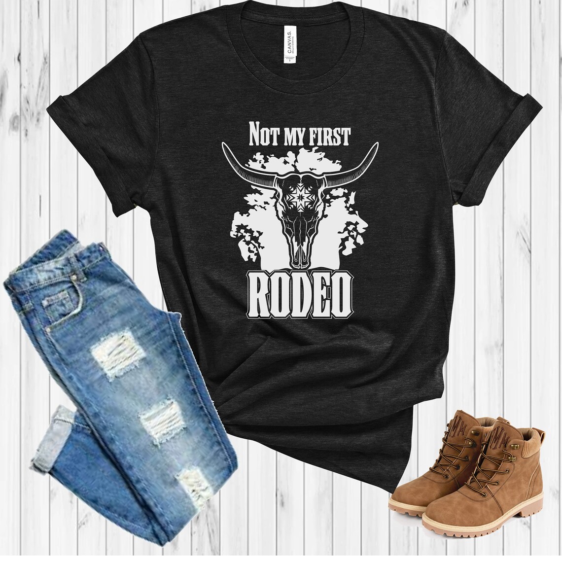 Not My First Rodeo Cow Skull Shirt, Rodeo Tee Shirt, Western Tee ...