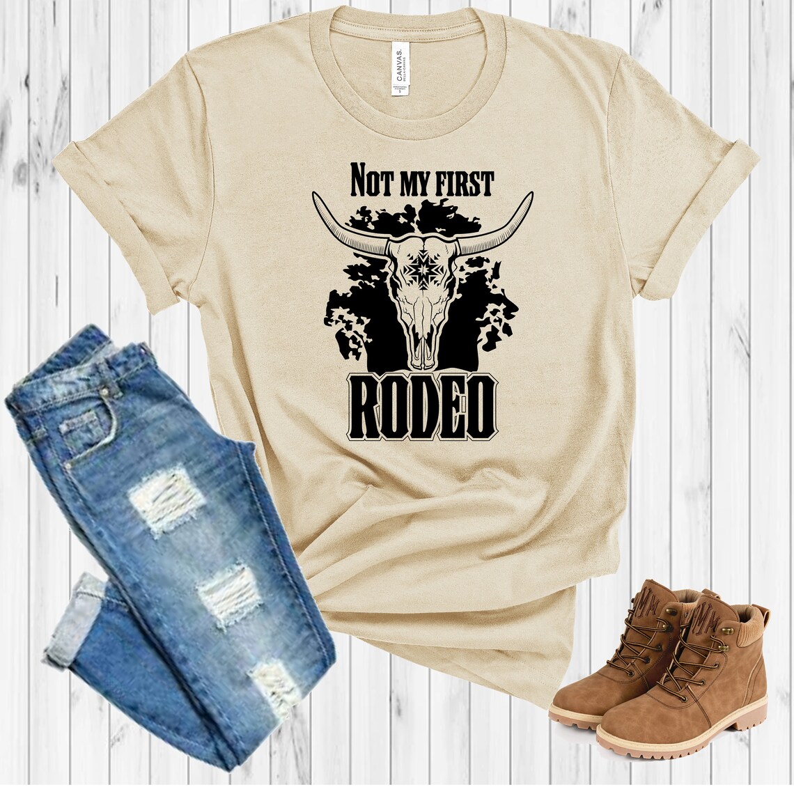 Not My First Rodeo Cow Skull Shirt, Rodeo Tee Shirt, Western Tee ...