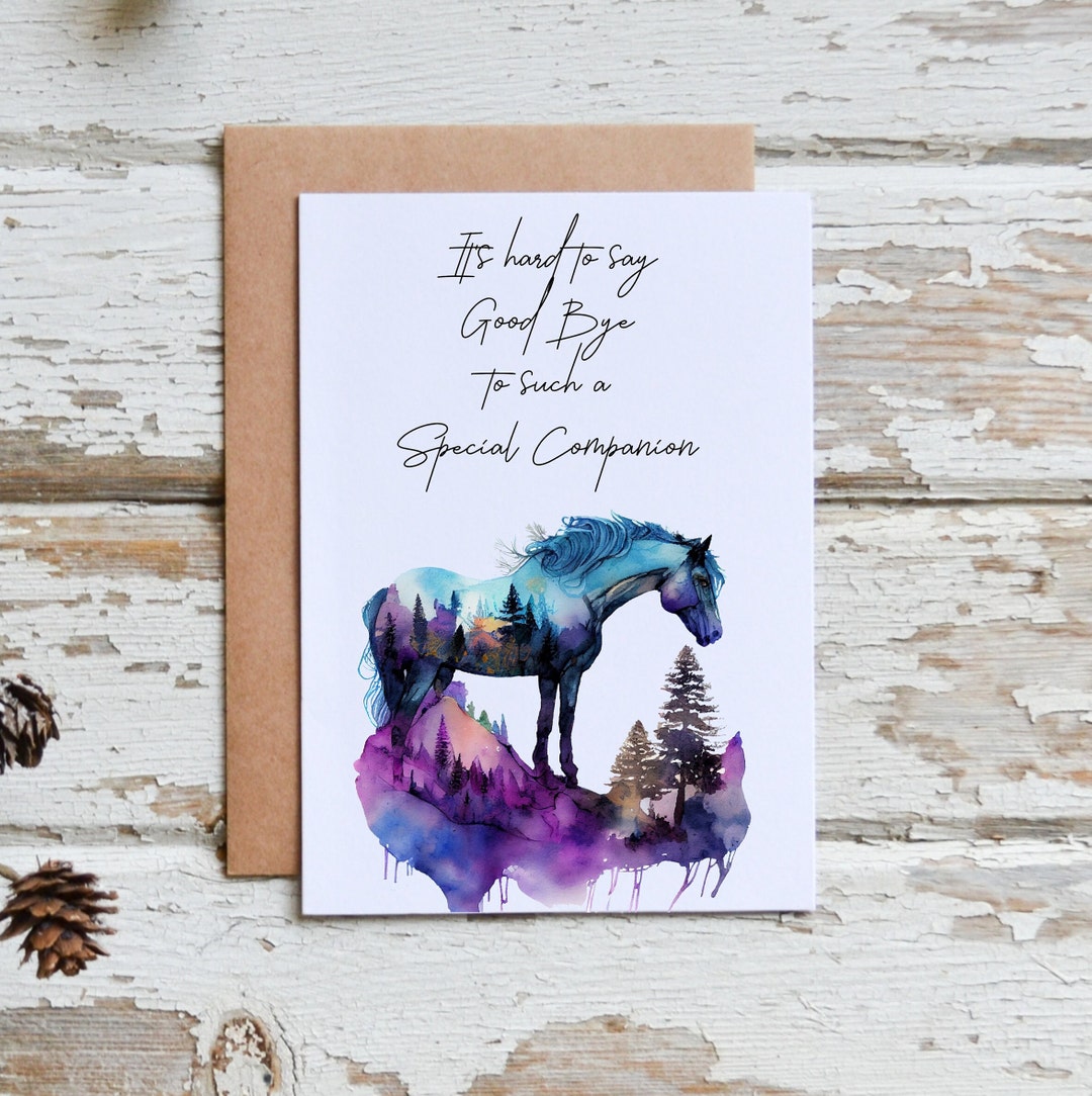 It's Hard to Say Goodbye Horse Sympathy Card, Loss of Horse, Horse ...