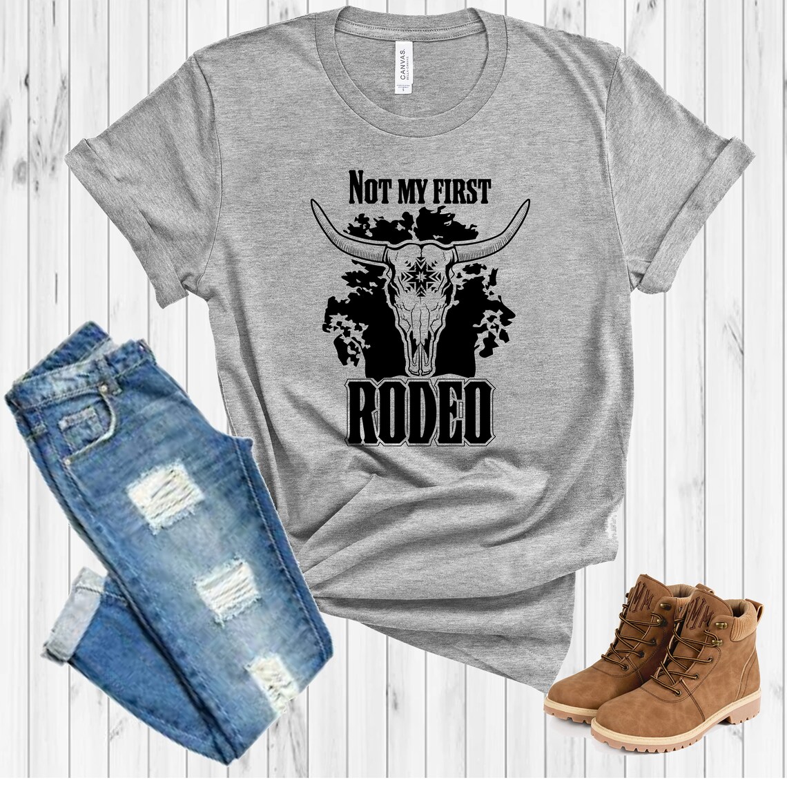 Not My First Rodeo Cow Skull Shirt, Rodeo Tee Shirt, Western Tee ...