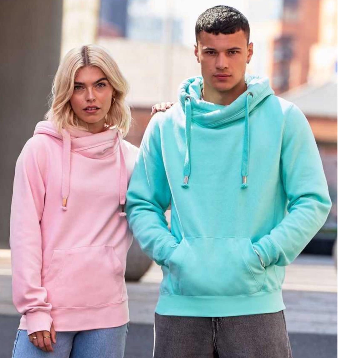 Unisex Cowl Cross Neck Hoodie With Thick Drawstrings, Super Soft and ...