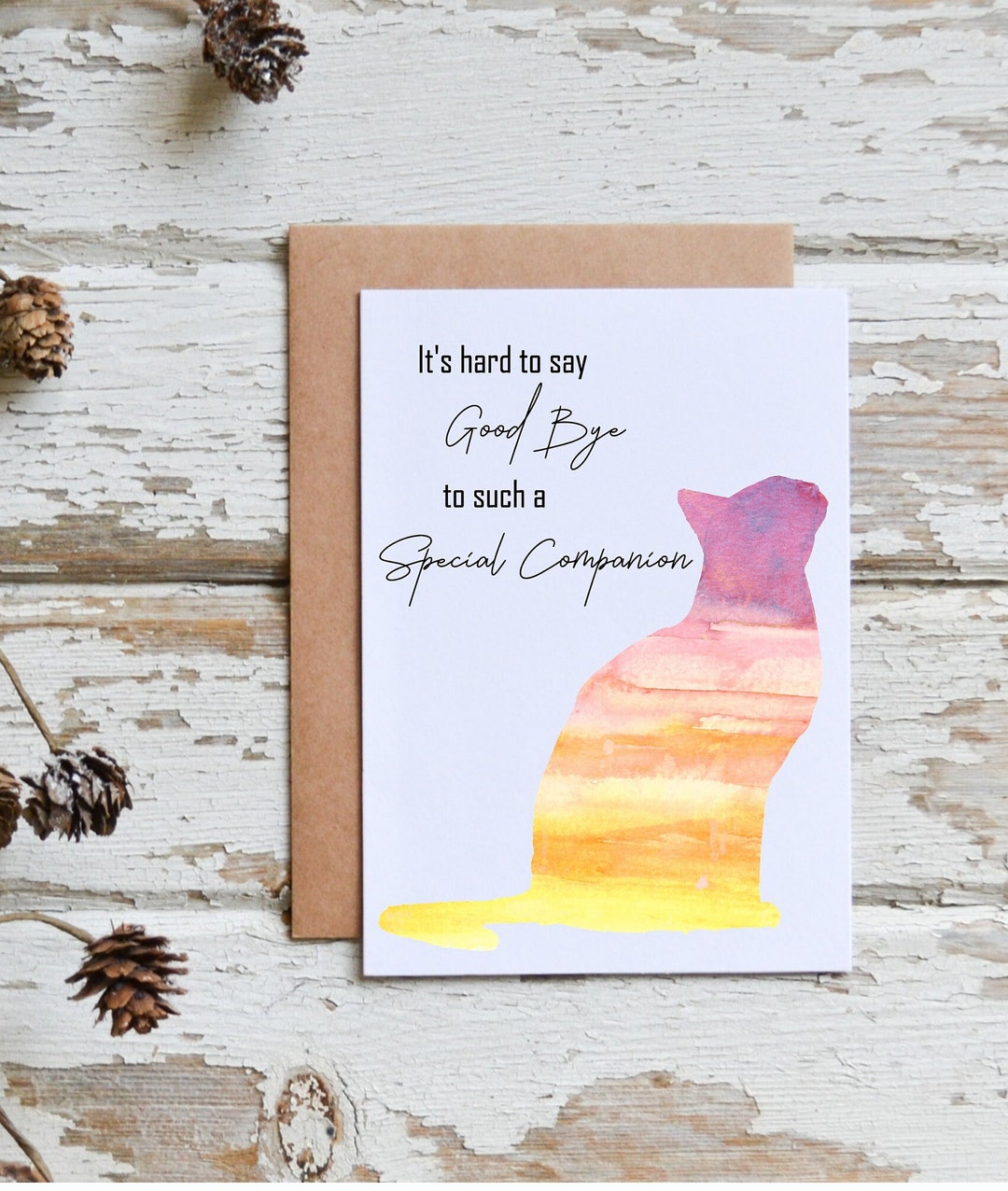 It's Hard to Say Goodbye Cat Sympathy Card, Loss of Cat, Kitty Sympathy ...
