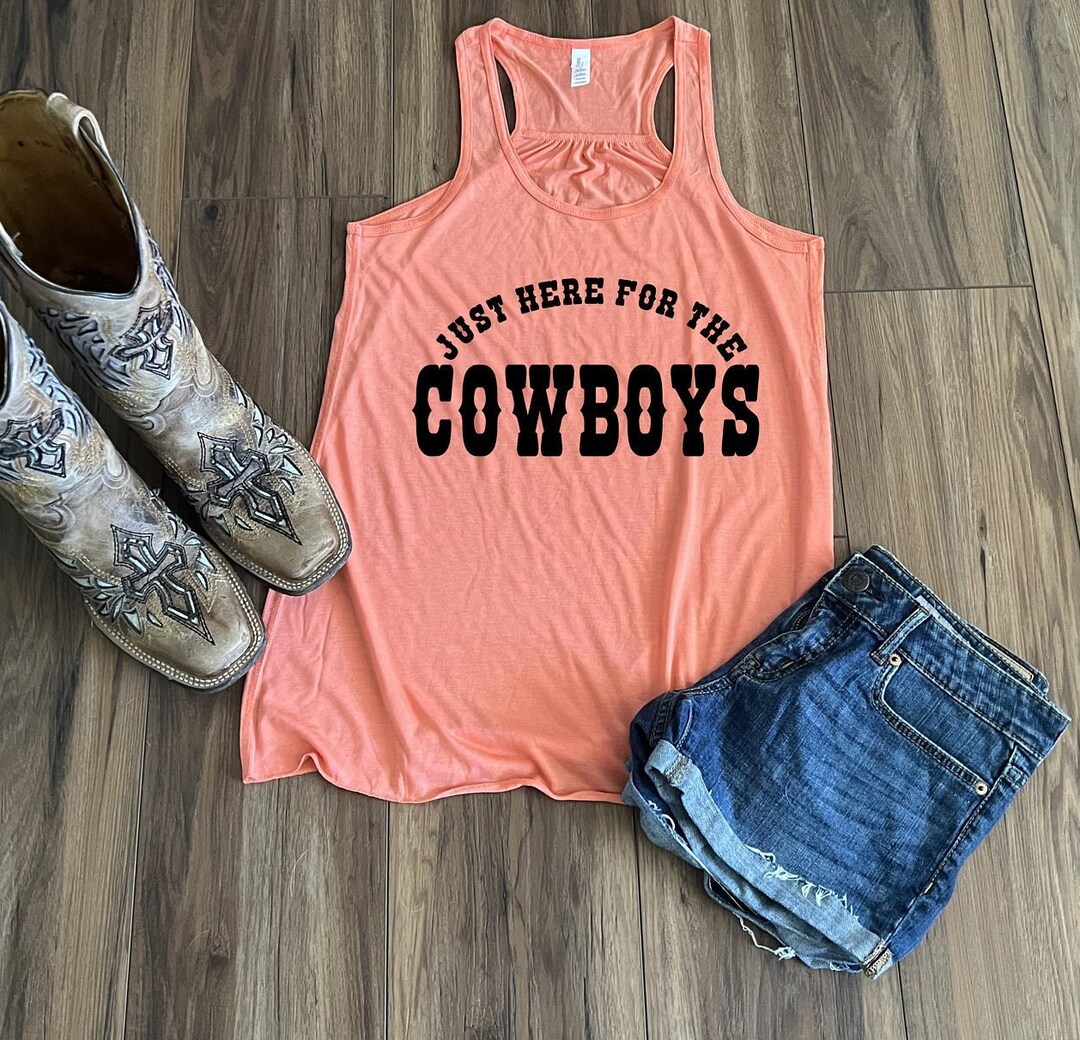 Just Here for the Cowboy Tank Top, Flowy Cowboy Tank Top, Rodeo Tank ...
