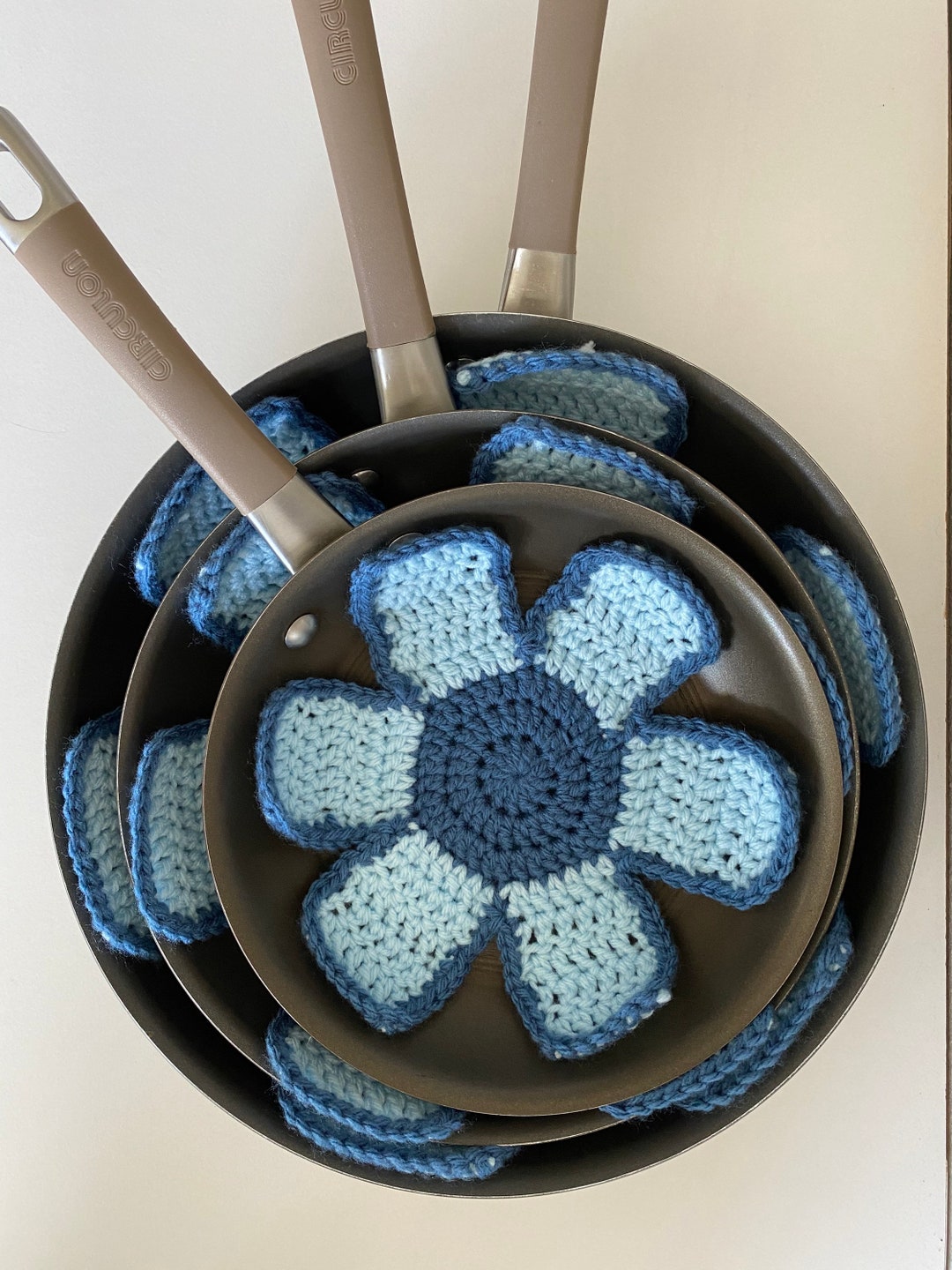 Crochet Pan Protectors, Set of 3, Multicolored, Kitchen, Home ...