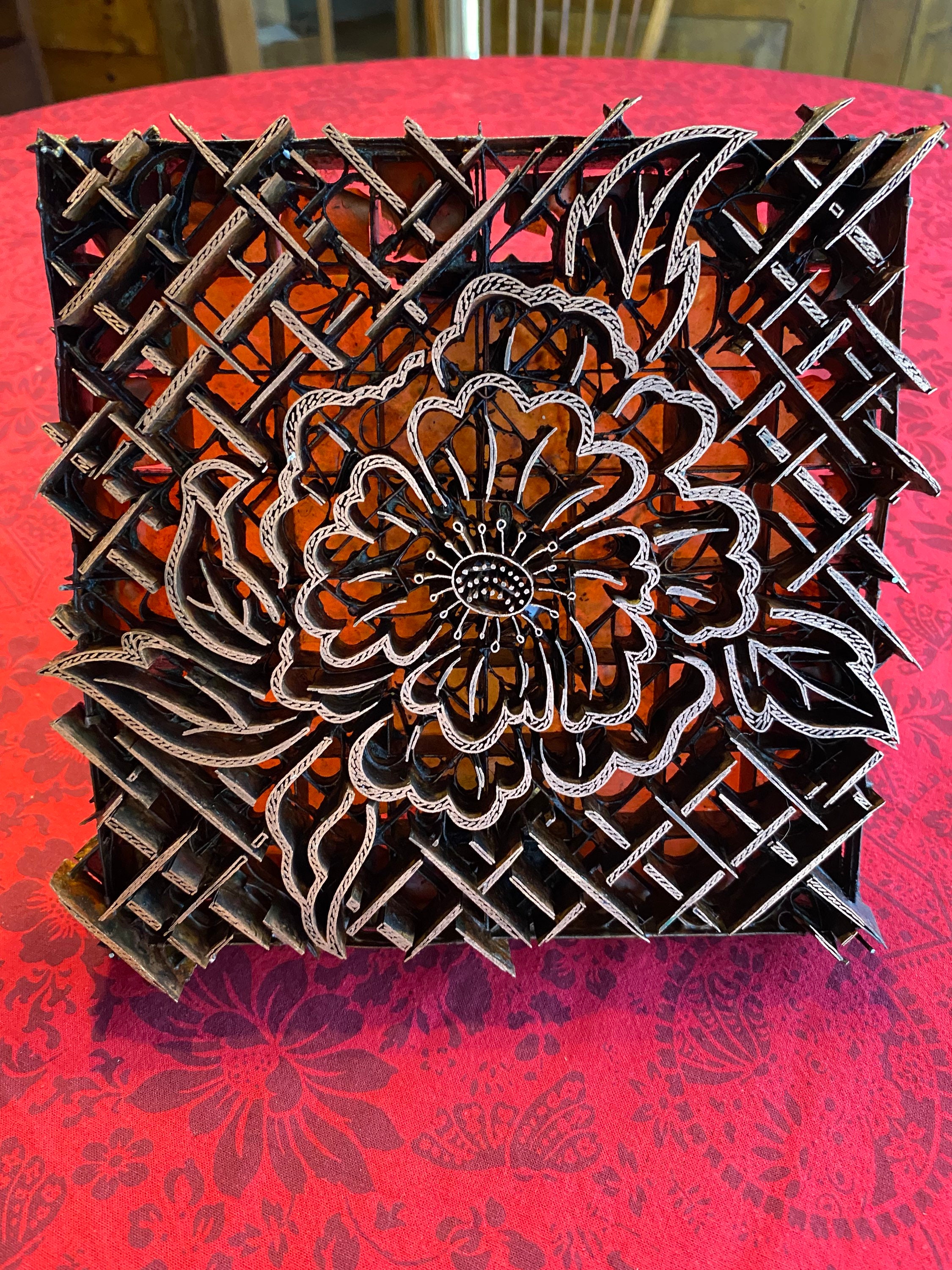 Rose and Cross-hatch Indonesian Copper Tjap Stamp - Etsy