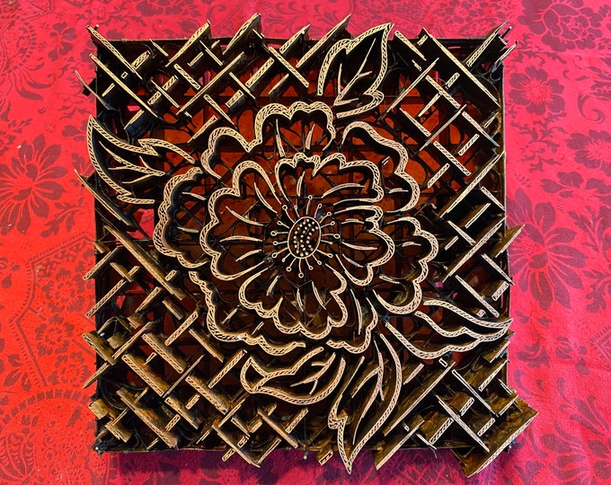 Rose and Cross-hatch Indonesian Copper Tjap Stamp - Etsy