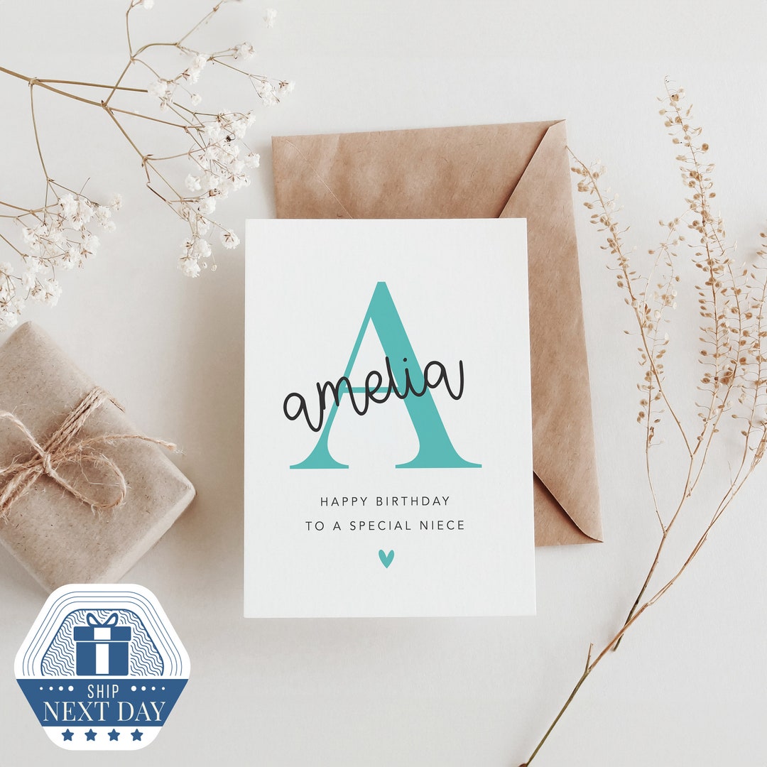 Personalized Initial Birthday Card for Her, Custom Birthday Card for ...