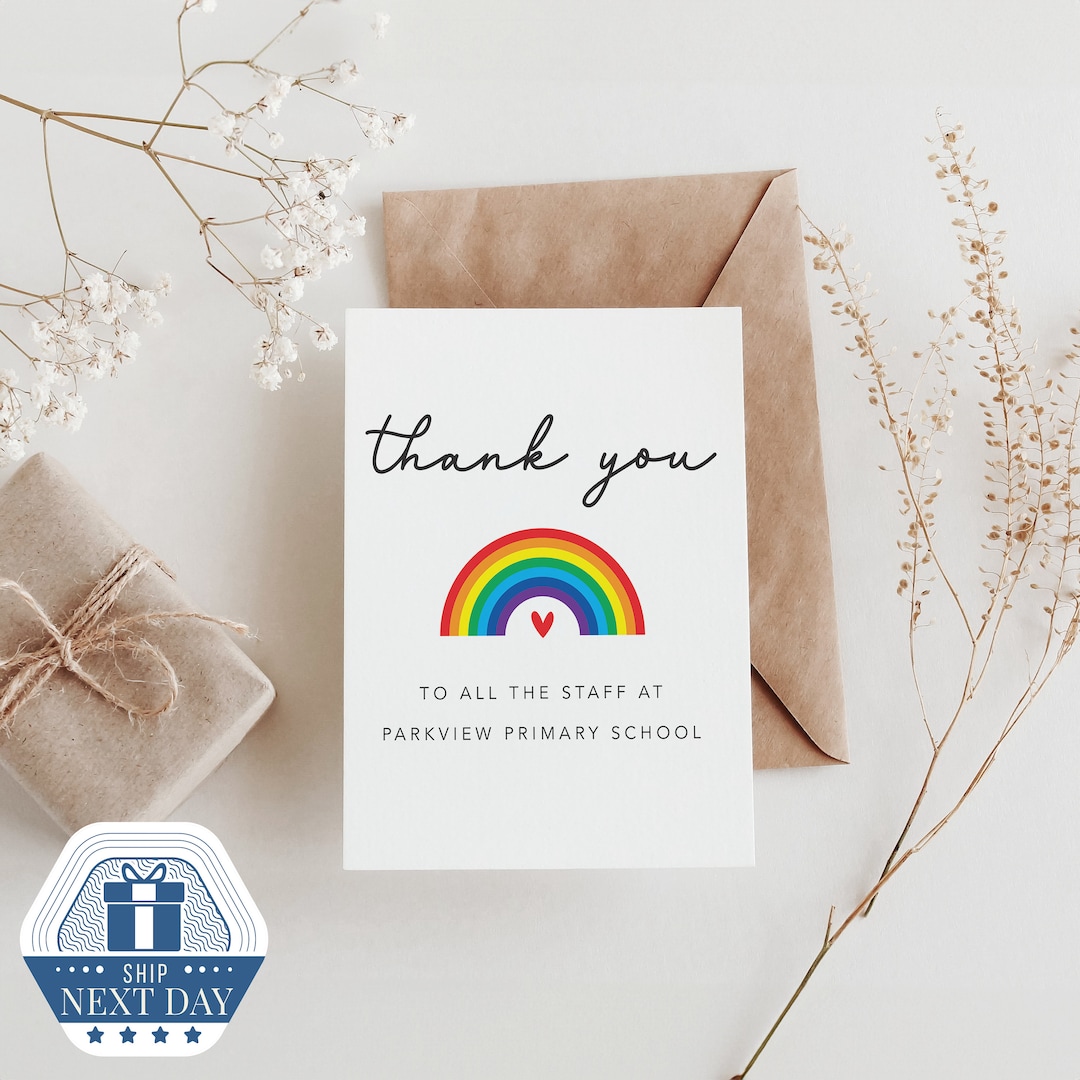 Personalized Thank You Card, for Teacher, School Staff, Daycare ...