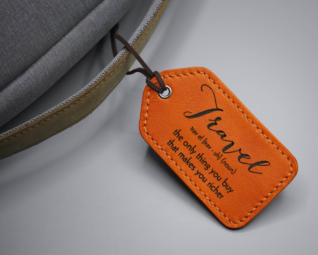Personalized Leather Luggage Tag, Handmade Leather Tag, Custom Leather Travel Tag, Wanderlust ...