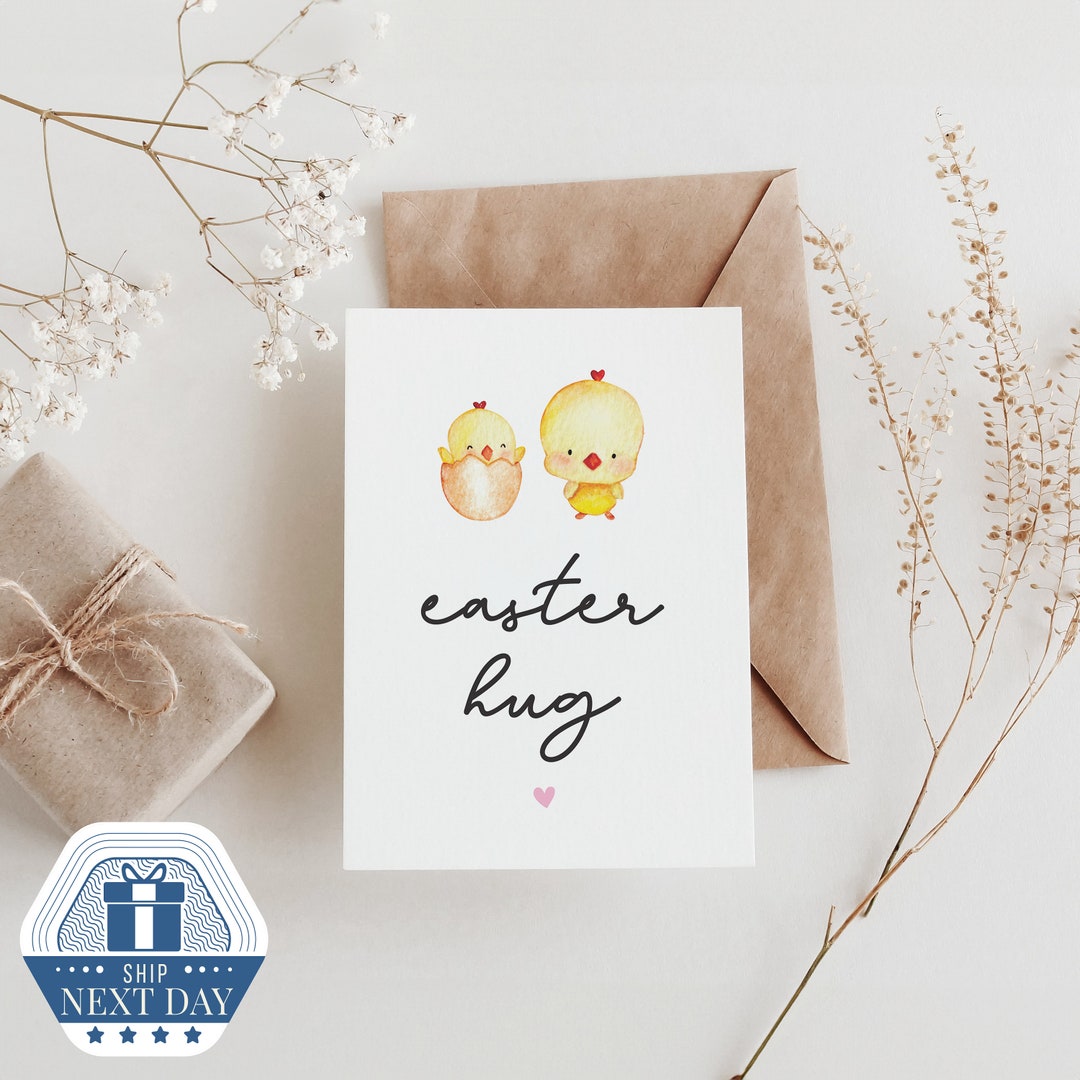 Happy Easter Card, Bunny Rabbit Design, Easter Hugs Card, Easter Card ...