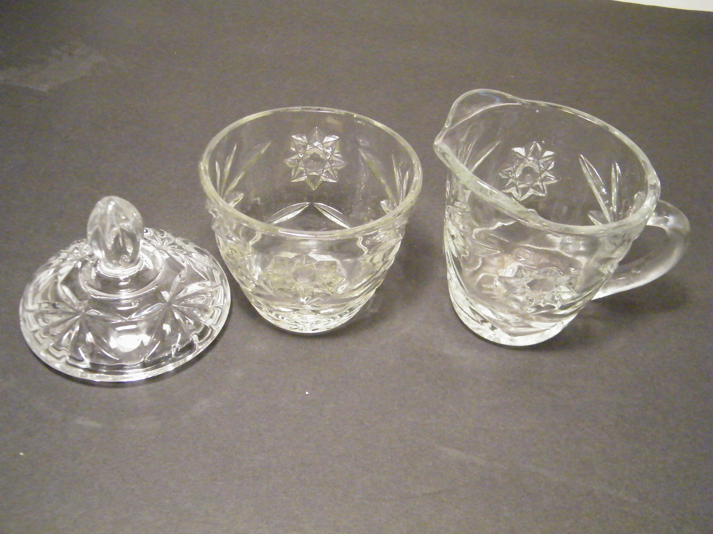 Star of David Cream and Sugar Set by Anchor Hocking, Vintage Clear ...