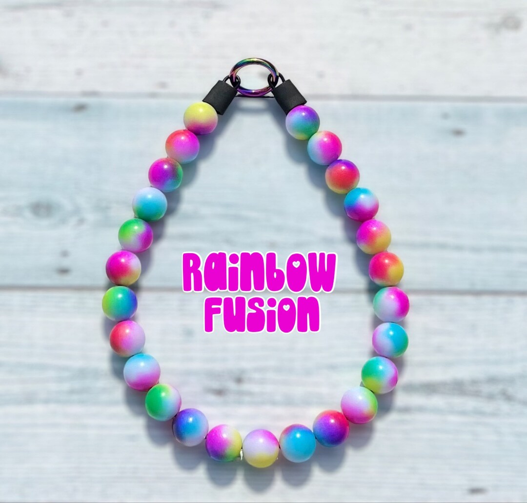 Rainbow Fusion, Acrylic Beaded Dog Collar, Colorful, Spring Colors ...