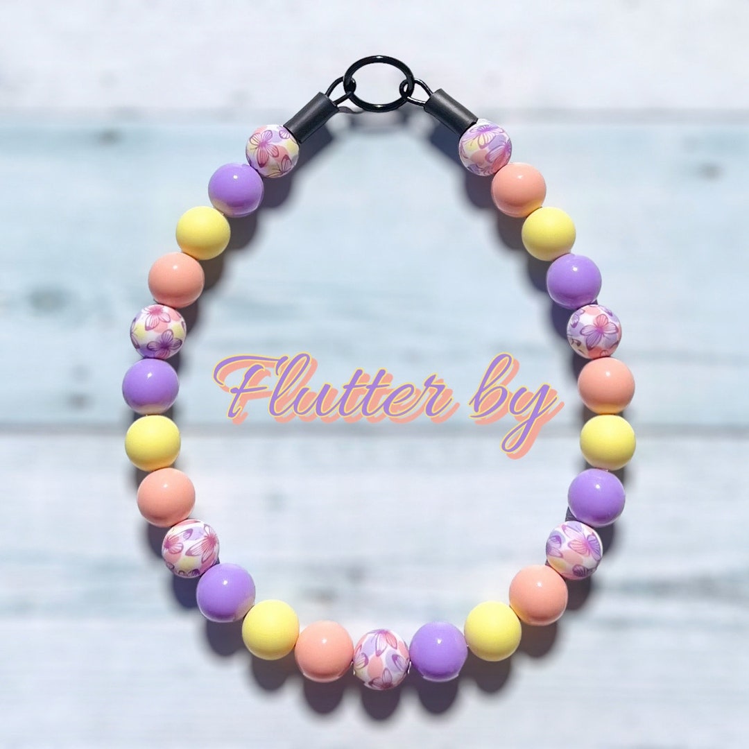 Flutter By, Spring, Dog Bead Collar, Pastels, Butterfly Beads, Colorful, Slip On, Waterproof - Etsy