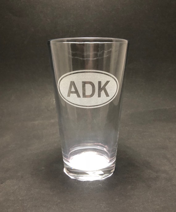ADK Oval etched Pint Glass Adirondack Park gift for him | Etsy