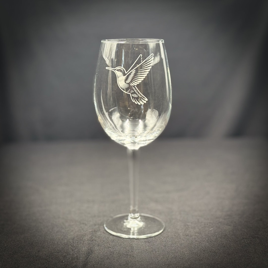 Hummingbird Etched Stemmed Wine Glass - 19 Oz Capacity - Etsy