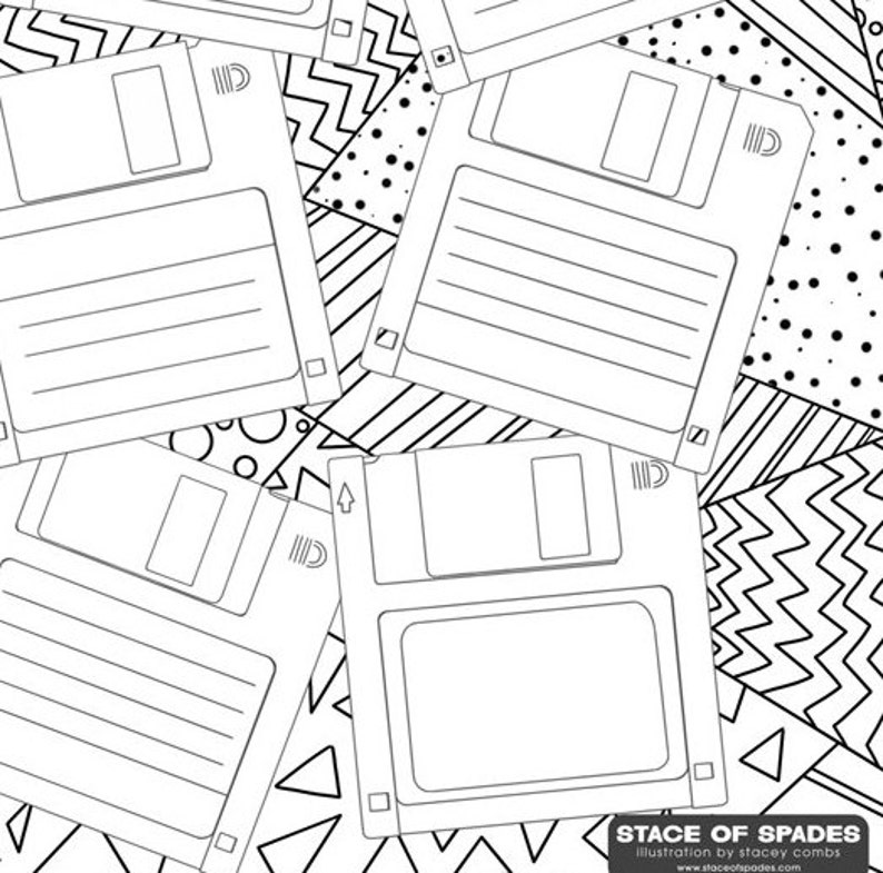 Floppy Disc Coloring Page / Fun Patterns / Digital Download / Print at ...