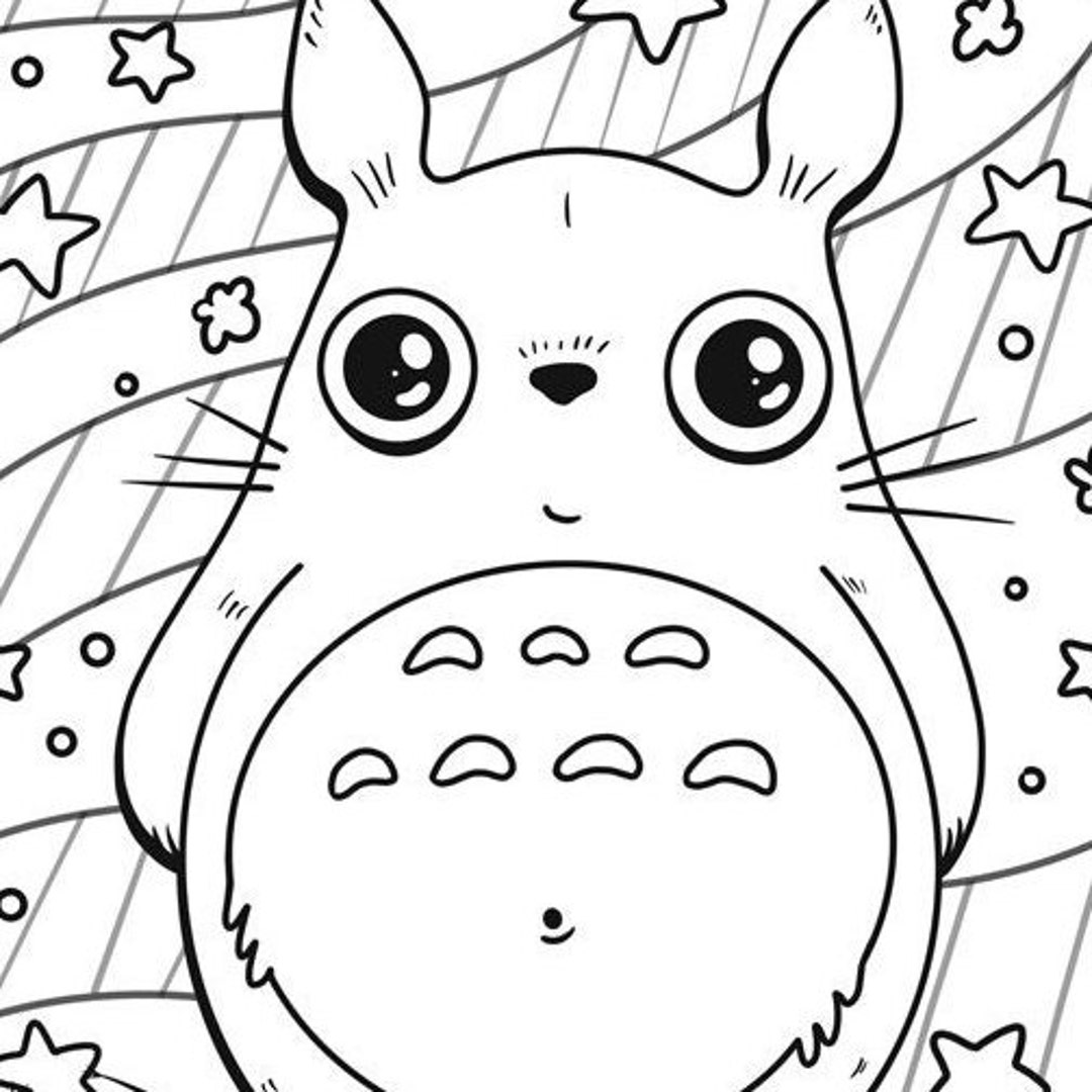 Totoro + Soot Sprites Inspired Coloring Page / Kawaii Adult + Kids ...