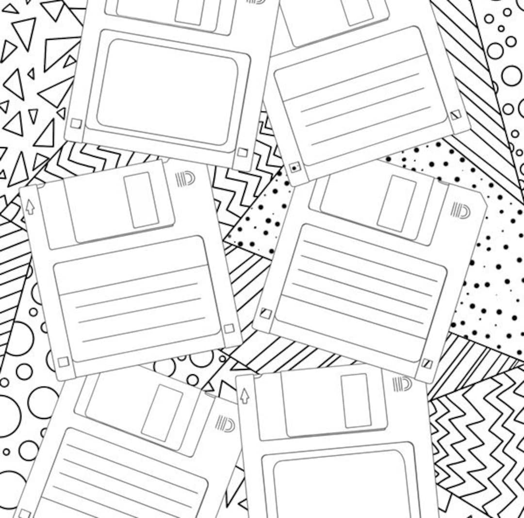 Floppy Disc Coloring Page / Fun Patterns / Digital Download / Print at ...