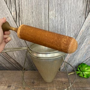 Vintage Strainer Sieve With Pestle Can Canning Applesauce 3 Piece Wood ...
