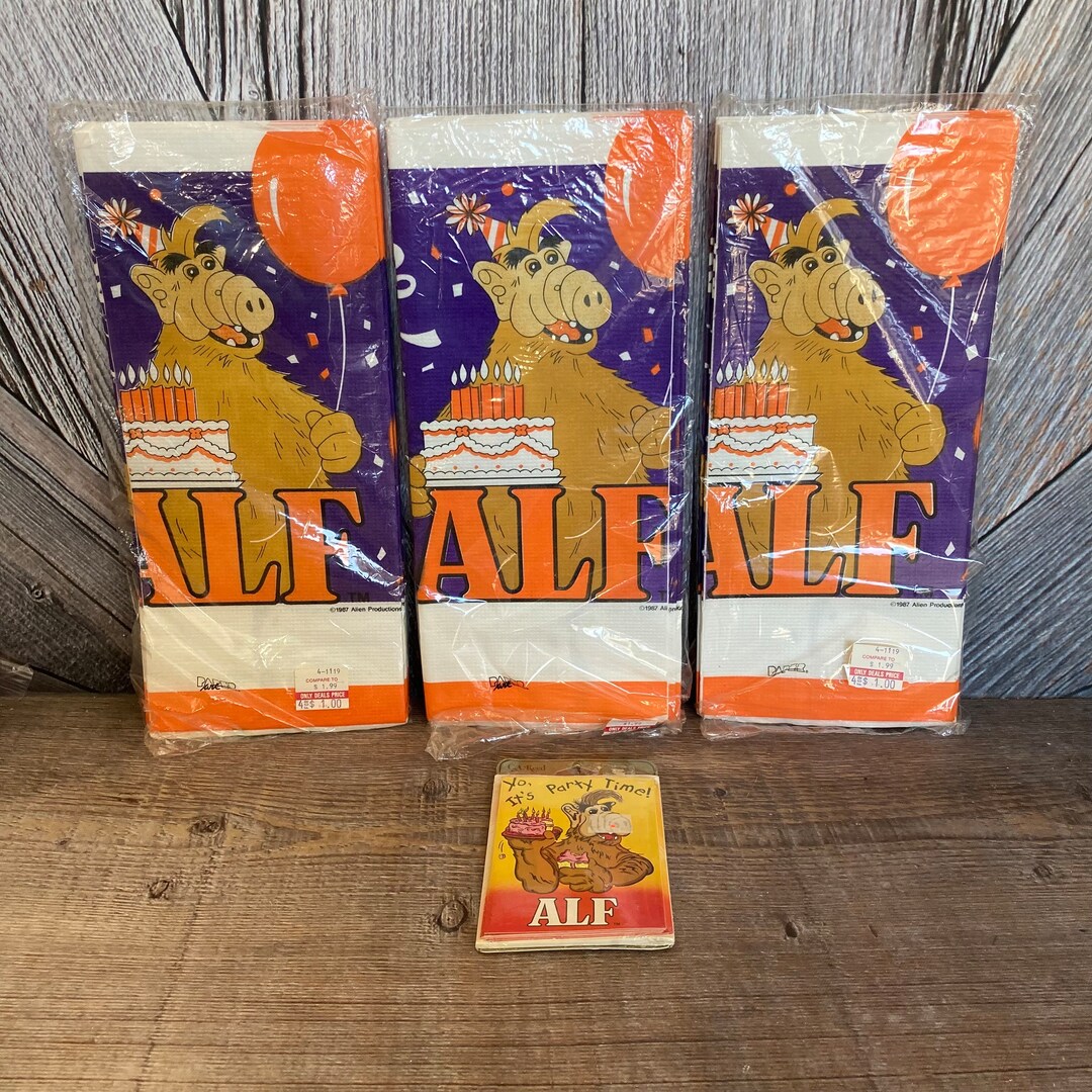 3 Vintage ALF Tablecloths and Party Invitations, ALF Paper Party ...