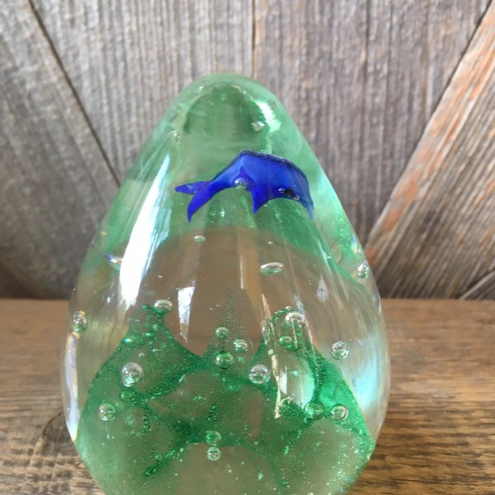Glass Paperweight small Fish Round Shaped Vintage Paper - Etsy