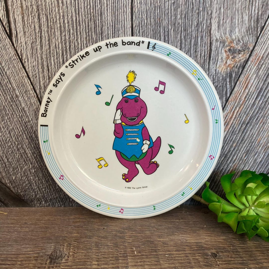 Vintage Barney Plate {vintage 1990s Zak Designs Plastic Barney Strike ...