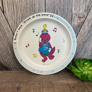 Vintage Barney Plate {vintage 1990s Zak Designs Plastic Barney Strike ...