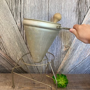 Vintage Strainer Sieve With Pestle Can Canning Applesauce 3 Piece Wood ...