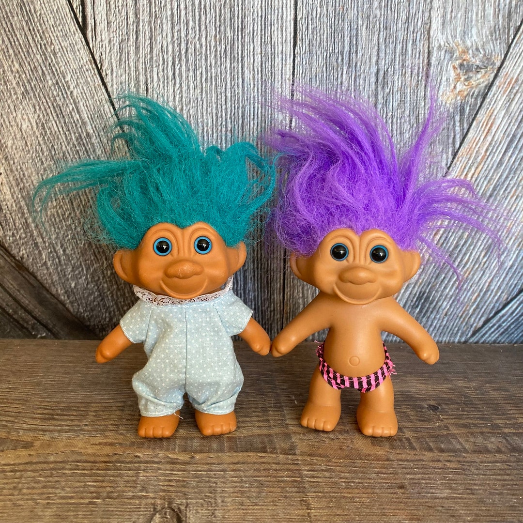 Vintage Troll Dolls 2 TNT Trolls Blue Purple Hair Ace Novelty 5 Inch ...