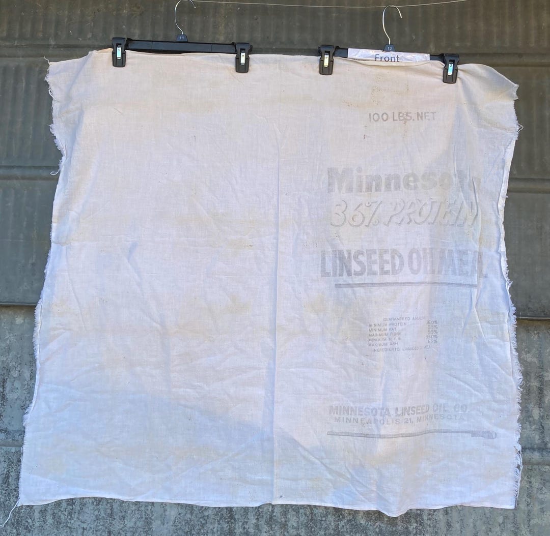 Vintage Minnesota Linseed Oil Co Cotton Muslin Sack Cloth Open Panel ...