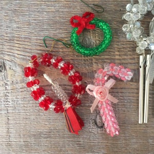 6 Vintage Christmas Ornaments handmade Christmas Beaded Propeller Beads ...