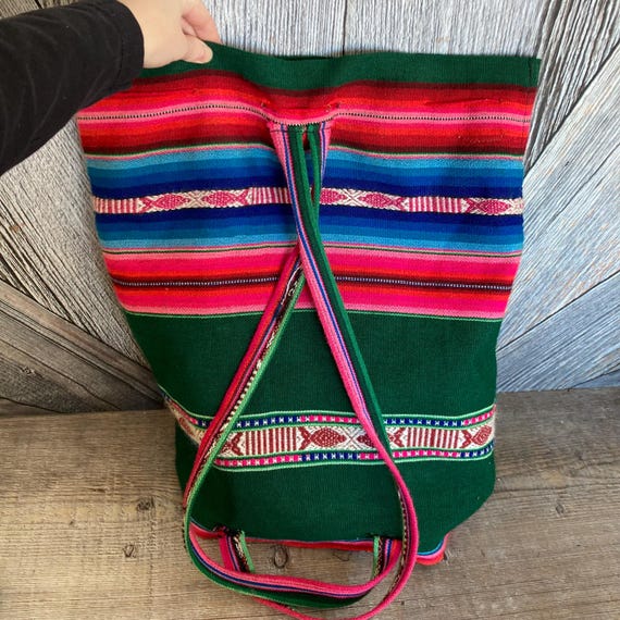 Vintage Peru Backpack, 100% Sheeps Wool, Peruvian Bag… - Gem