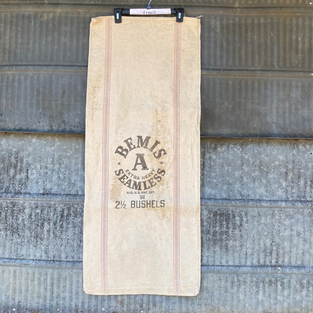 Vintage Bemis 56 Heavy Cotton Muslin Sack With Blue Red Pinstripe 40s ...