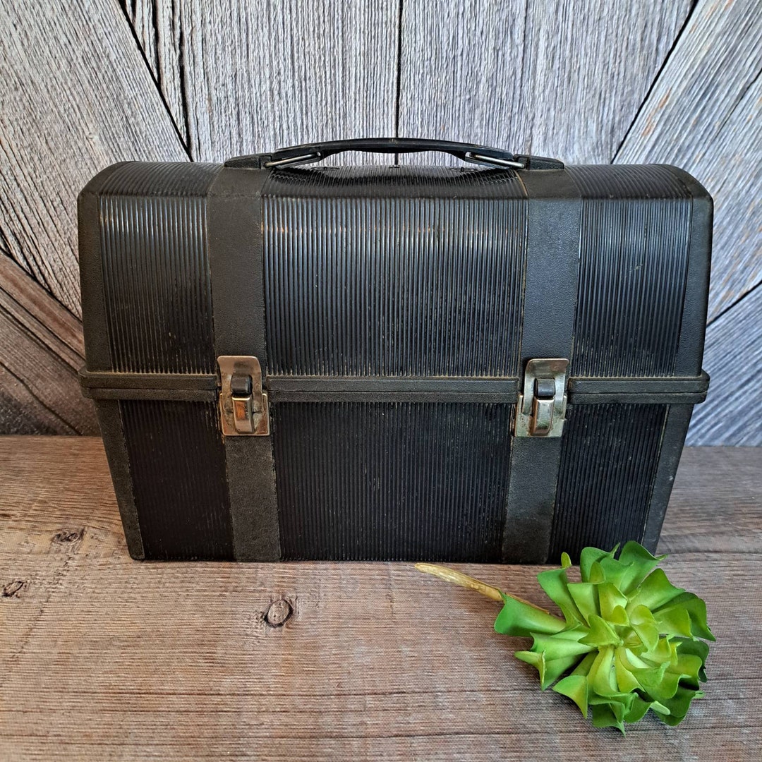 Vintage Black Domed Lunch Bucket Aladdin Lunch Pail, Plastic Decorative ...