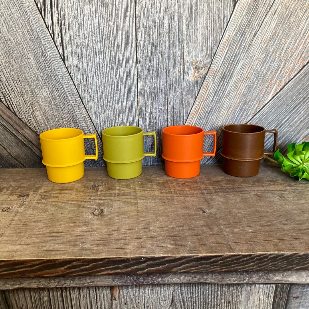 4 Vintage Tupperware Mug Cups Tumblers Cups Glasses Plastic Tupper Ware ...