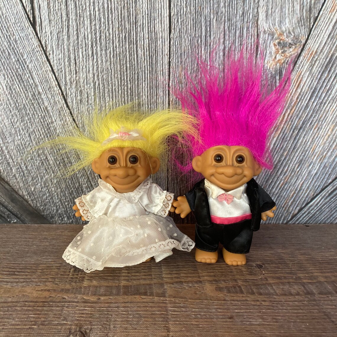 Vintage Troll Bride and Groom 2 Wedding Trolls With Pink - Etsy