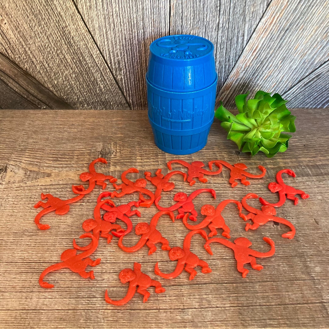 Vintage Barrel of Monkeys Toy Milton Bradley USA Vintage Red Plastic ...