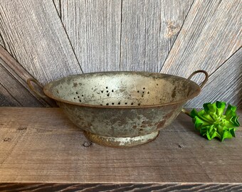 Vintage Metal Colander Mirro Aluminum Strainer Sieve Metal Strainer ...