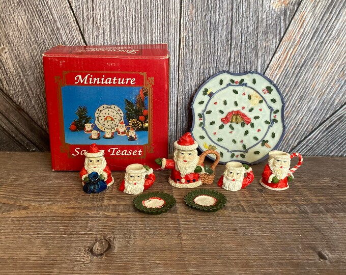 Vintage Christmas Tea Set Miniature Santa Claus Figurines {holiday ...