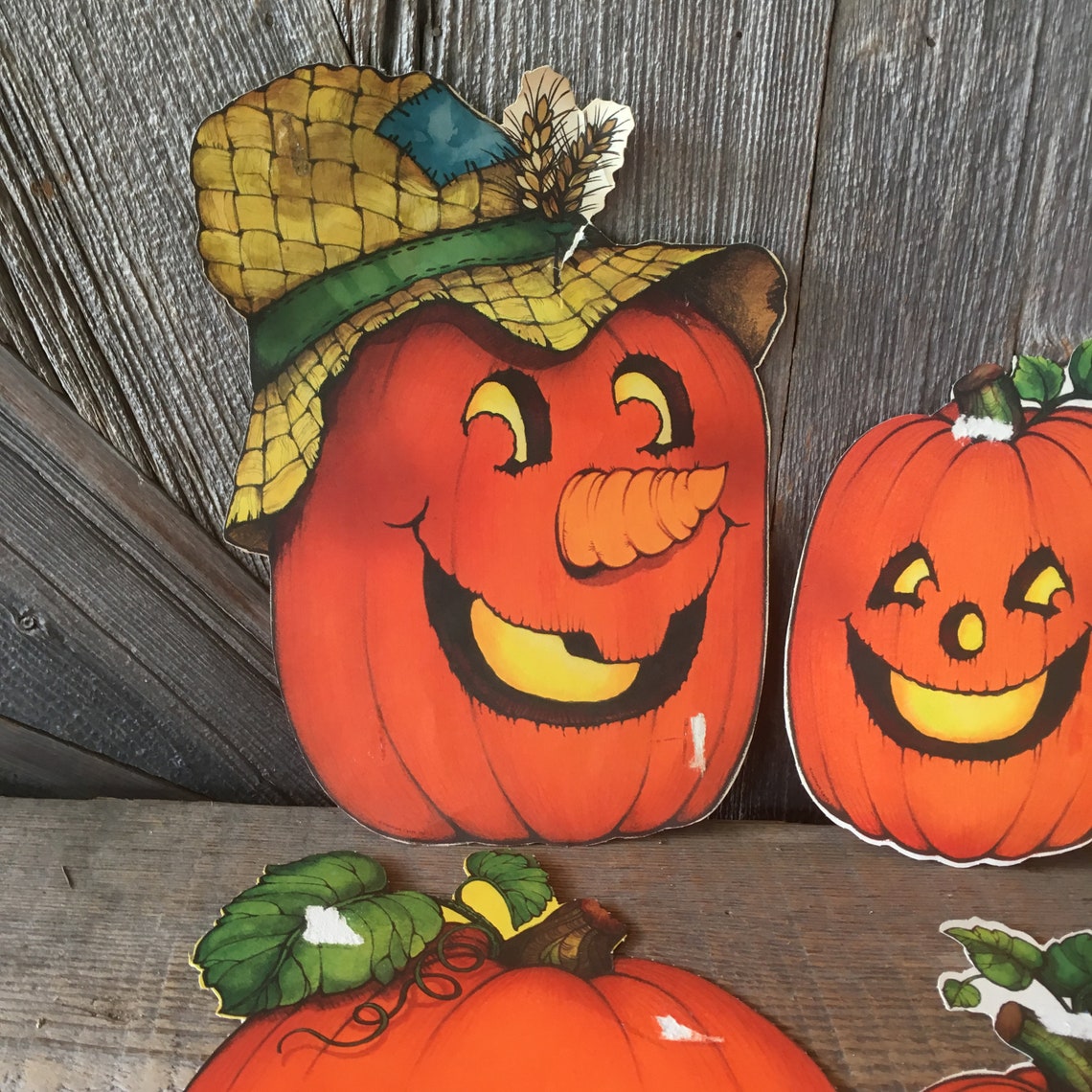 4 Vintage Halloween Pumpkin Decoration Hallmark Trick or | Etsy