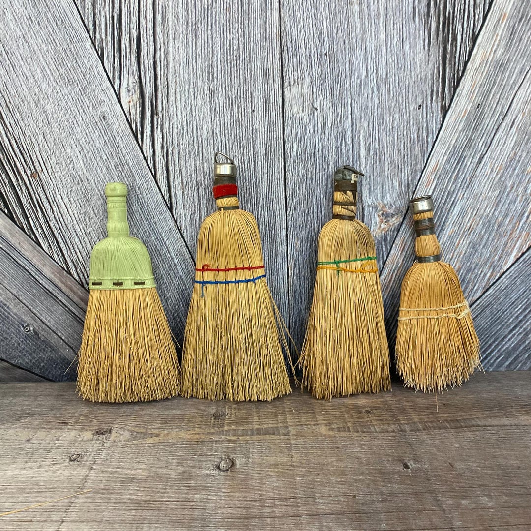 4 Vintage Whisk Brooms Handheld Broom Farmhouse Decor Witch Broom Straw ...